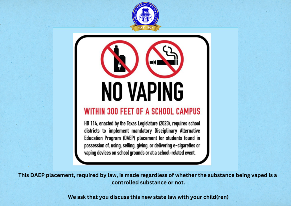 NO VAPING LAW HB 114 | Savannah Heights Intermediate School